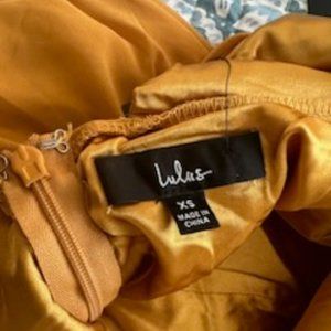 Lulus | Dresses | Romantically Speaking Mustard Yellow Cowl Laceup Maxi ...